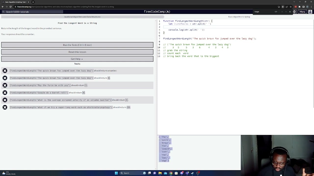Basic Algorithm Scripting: Find the Longest Word in a String | freeCodeCamp.org JavaScript