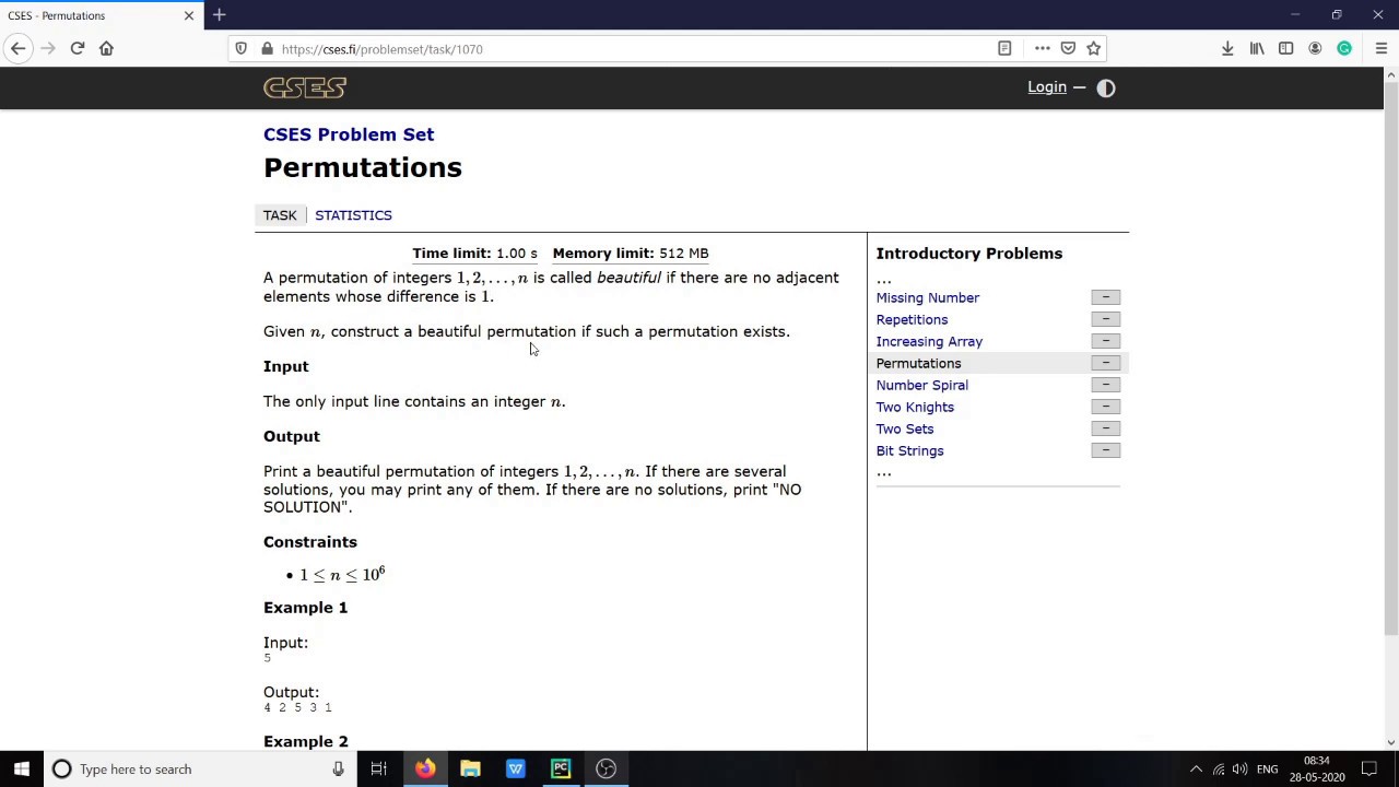 PYTHON Permutation Algorithm - CSES Introductory Problems #5