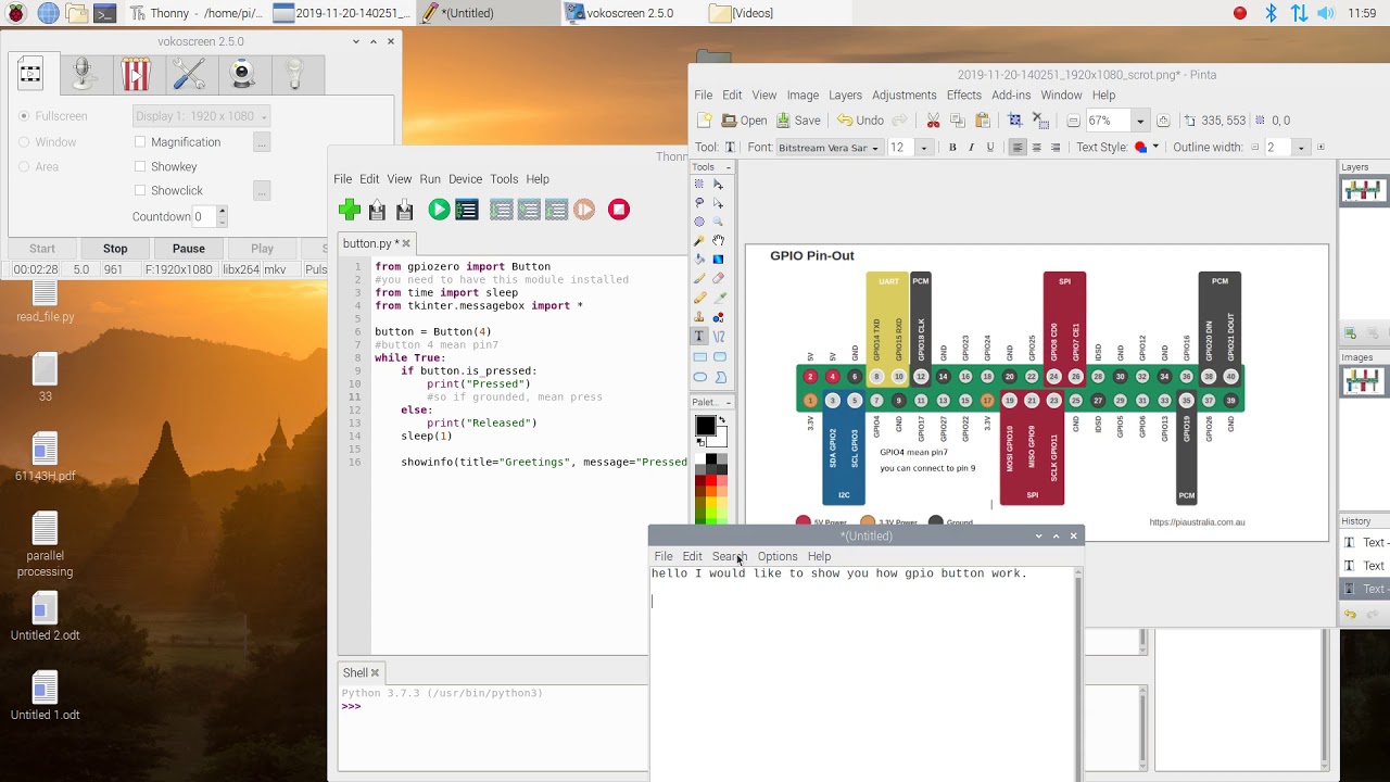 Button control for gpio raspberry pi using python