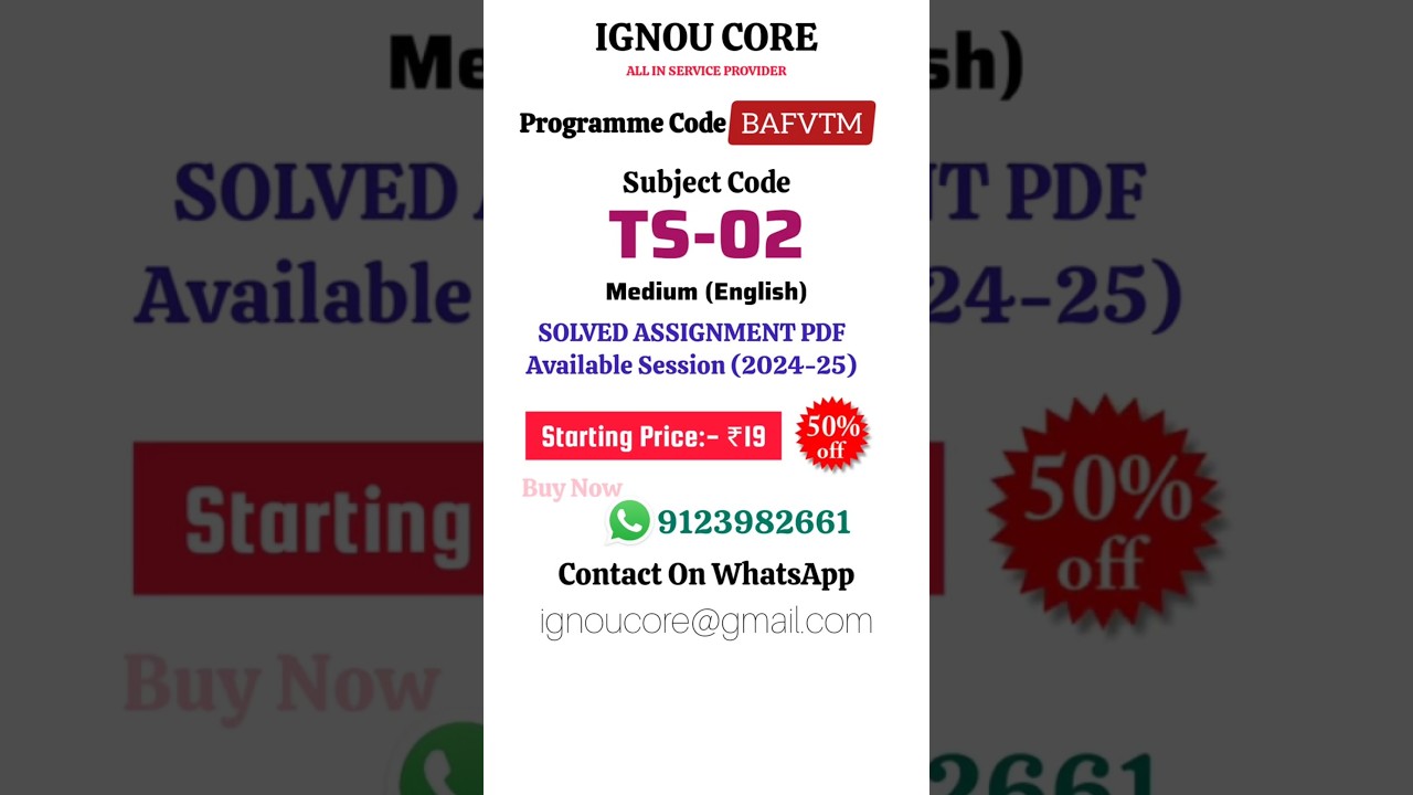 TS 2 Solved Assignment PDF 2024-25 in English, BAFVTM program TS-02 Solved assignments