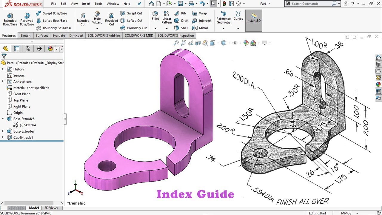 Solidworks Tutorial: Exercise #46 (Index guide)