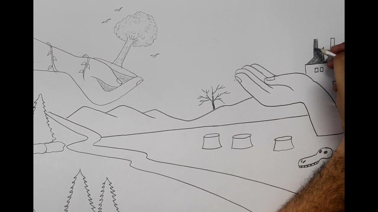 How to Draw Deforestation | Easy Drawing for Beginners I Deforestation Drawing with Easy Steps |