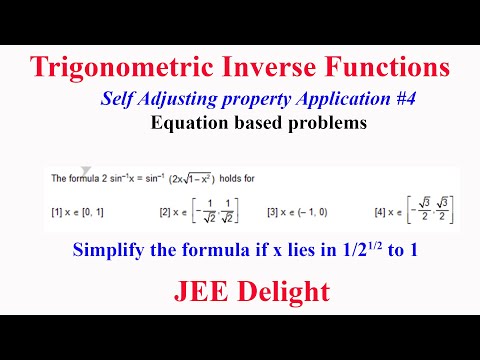 Solved Examples for JEE: Inverse Trigonometric Functions- 8 Video Lecture
