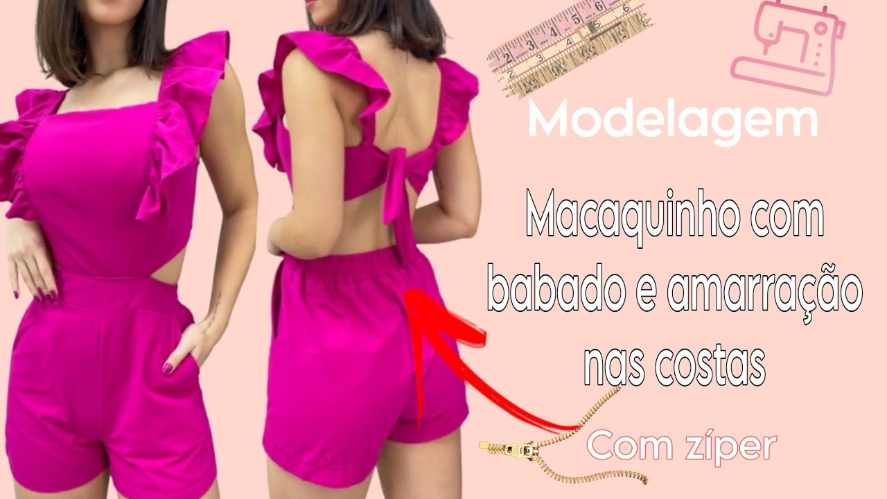 Macaquinho com babado e amarração nas costas/ Modelagem