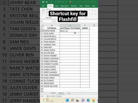 Excel Shortcut for Flash fill.. #excel #exceltips #excelshortcuts