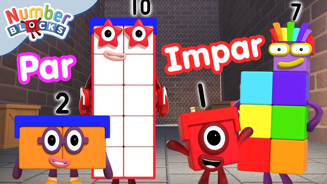 Aprenda números ímpares e pares | Aprenda a contar 123 | Numberblocks em Português Brasil