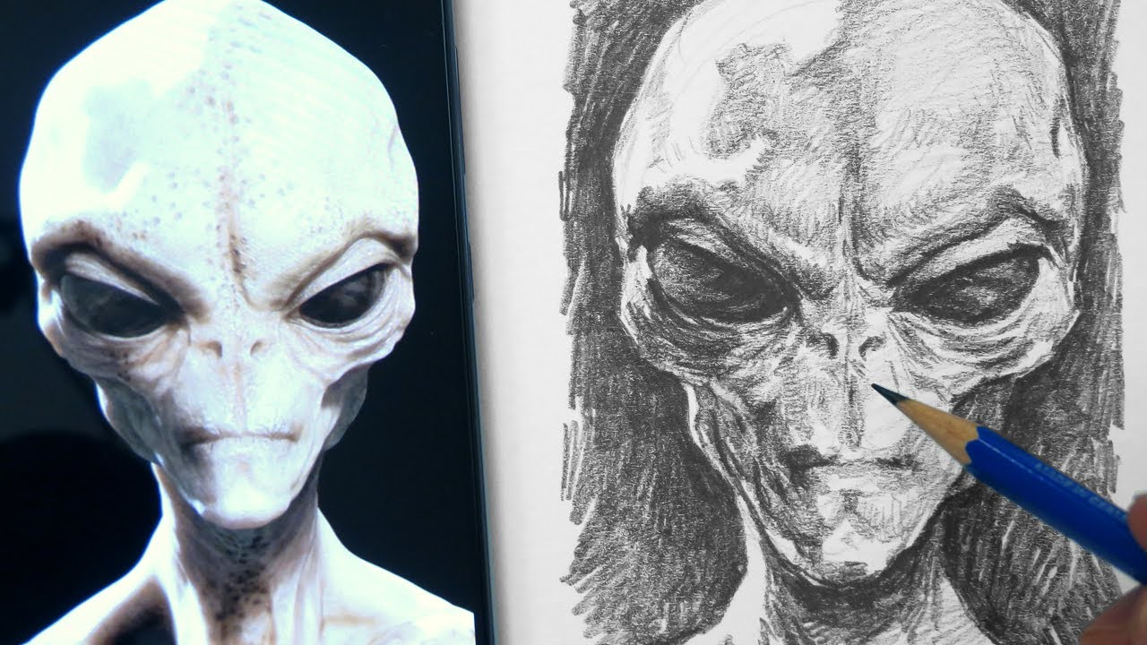 Drawing an Alien Head Step by Step