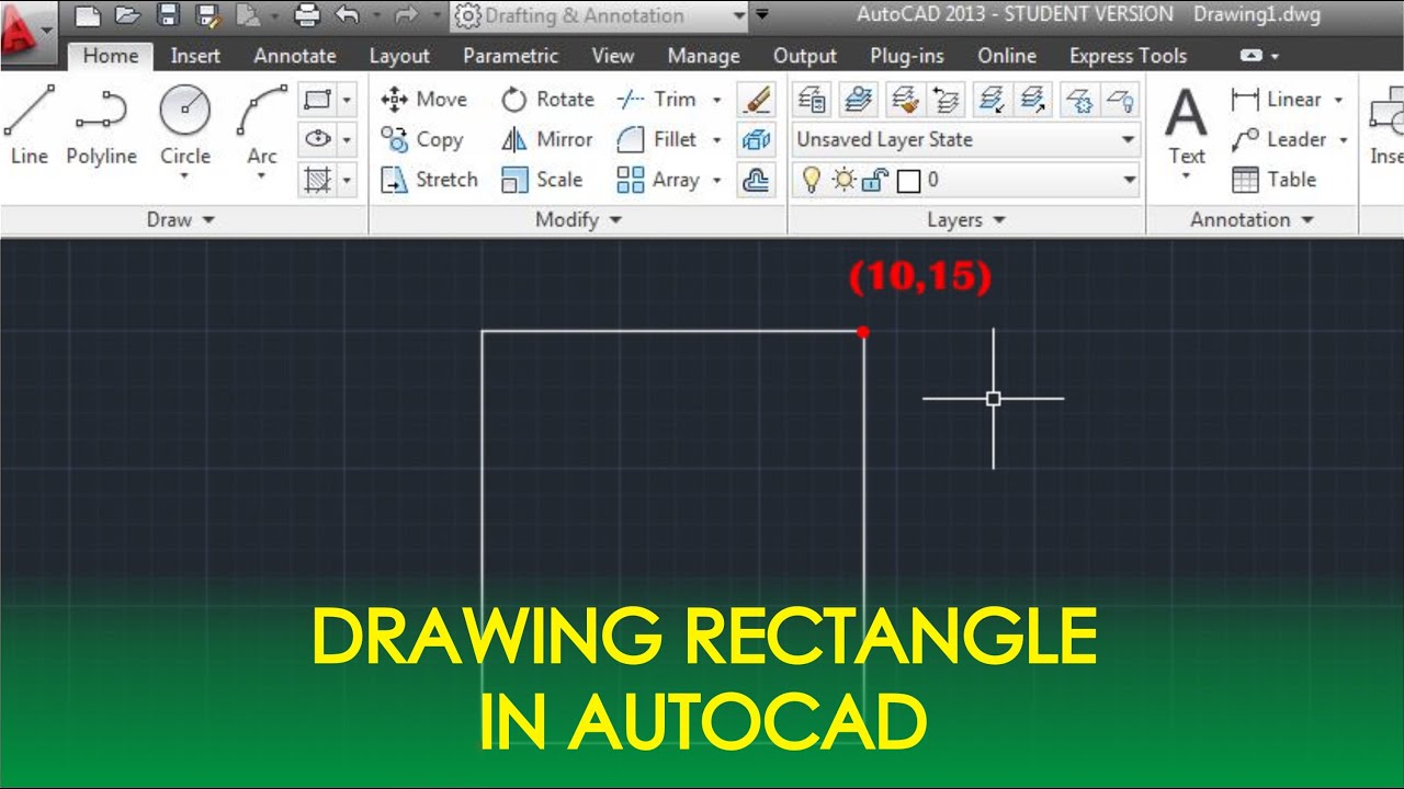 Autocad Basic Tutorial Drawing a Rectangle with Rectangle Command
