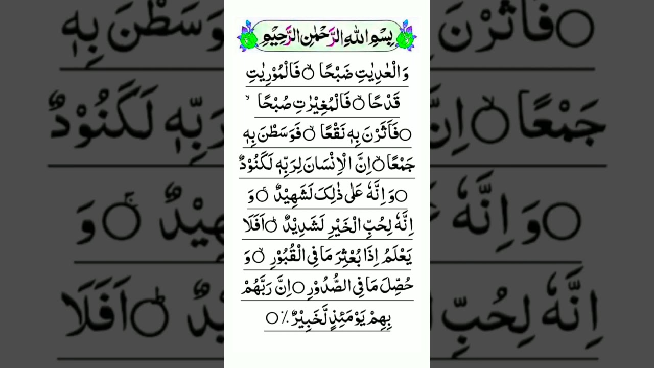 Surah Al Adiyat Surah adiyat translation in urdu