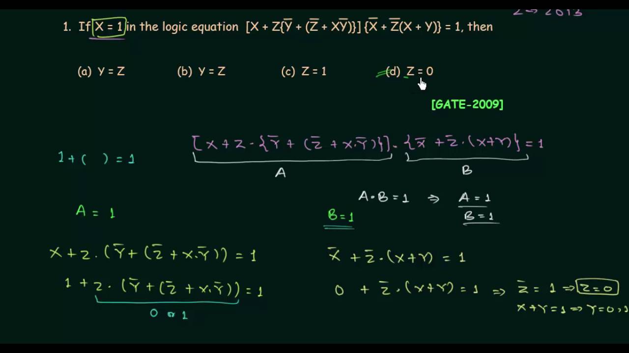 GATE Solved Problems (2009-2013) | Boolean Algebra | Digital Electronics