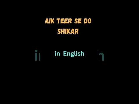 Aik teer se do Shikar in English | Kill two birds with one stone