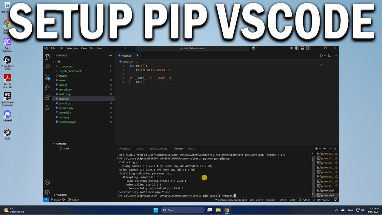 How To Setup PIP in VS Code to Install Python Packages - Easy Fix
