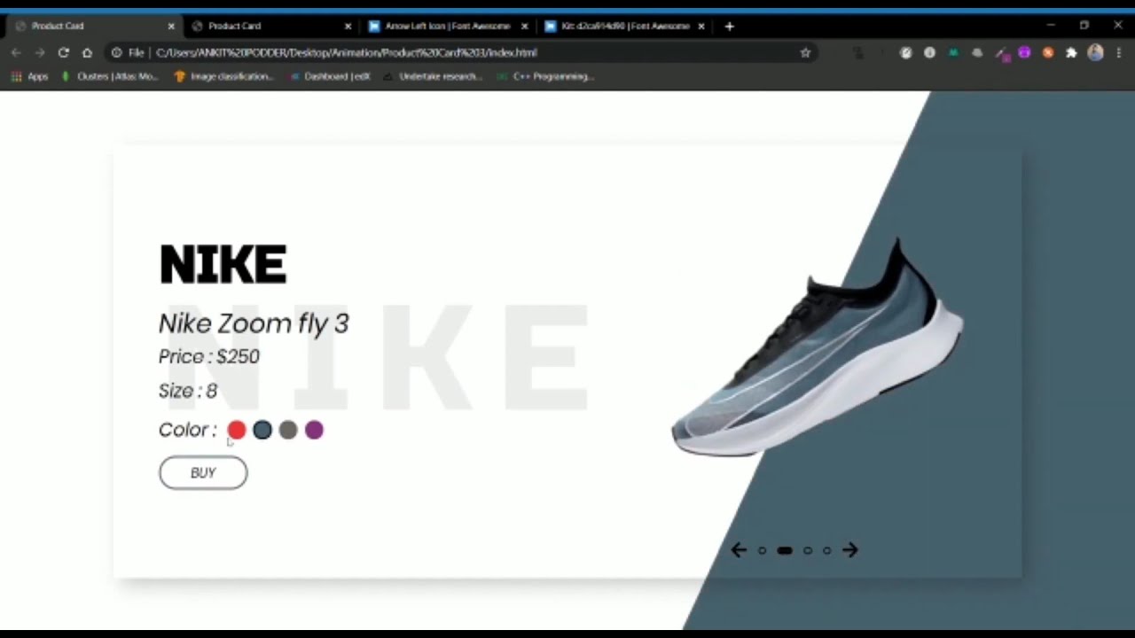 Product Card | Web Designing | NIKE