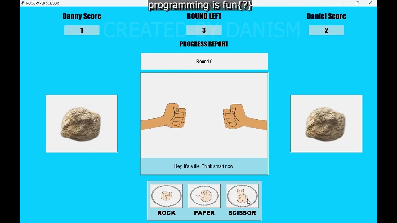 Interactive Rock Paper Scissor Game (Programmed with Python tkinter GUI)