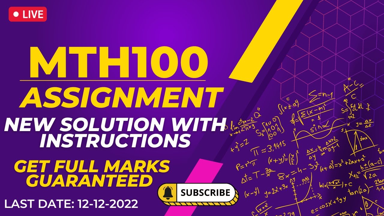 MTH100 VU Assignment 2 | New Solution | 12 December 2022 Last | Get full Marks Garanteed