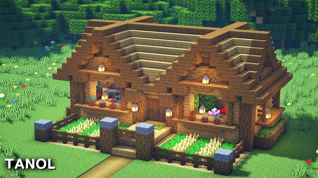 ⚒️ Minecraft : How To Build a Survival Oak House_[마인크래프트 건축 : 야생 참나무 ...