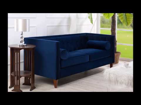 Jennifer Taylor Jack Tuxedo Sofa Couch Navy Blue For Living Room Den Office