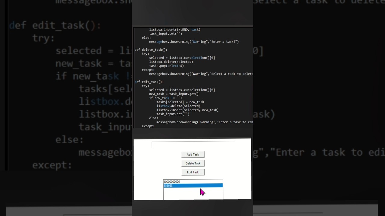 Python To-Do List App | Tkinter Project in 2  Second  #shorts #python #coding