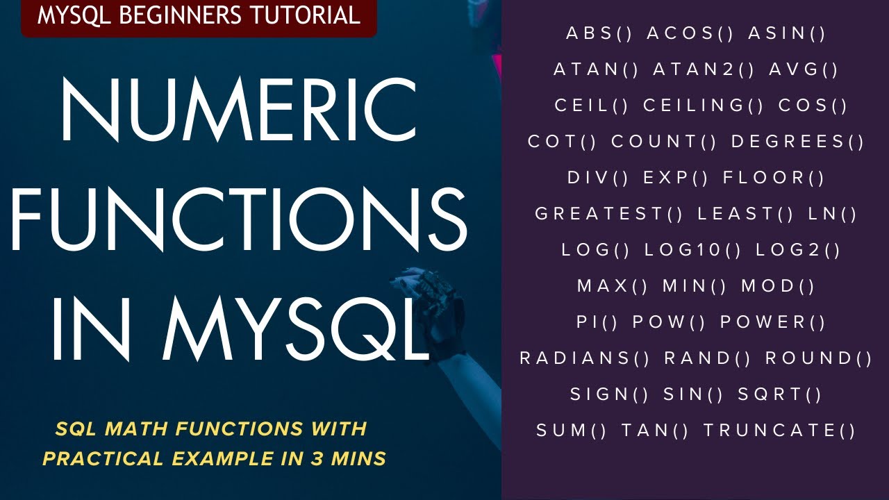 NUMERIC FUNCTIONS IN MYSQL | MATH FUNCTIONS IN SQL | MYSQL FUNCTIONS | MYSQL TUTORIAL WITH EXAMPLES
