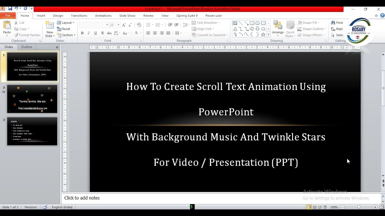 Scroll Text with Background Music | PowerPoint Animation Tutorial |  e-content development using PPT