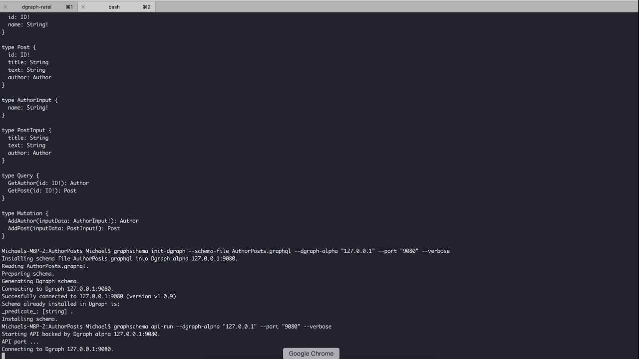 GraphSchema Intro : GraphQL API with Dgraph database