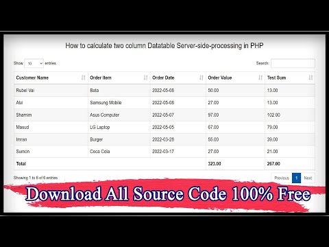 How to calculate two column Datatable Server side processing in PHP | Code Hunter