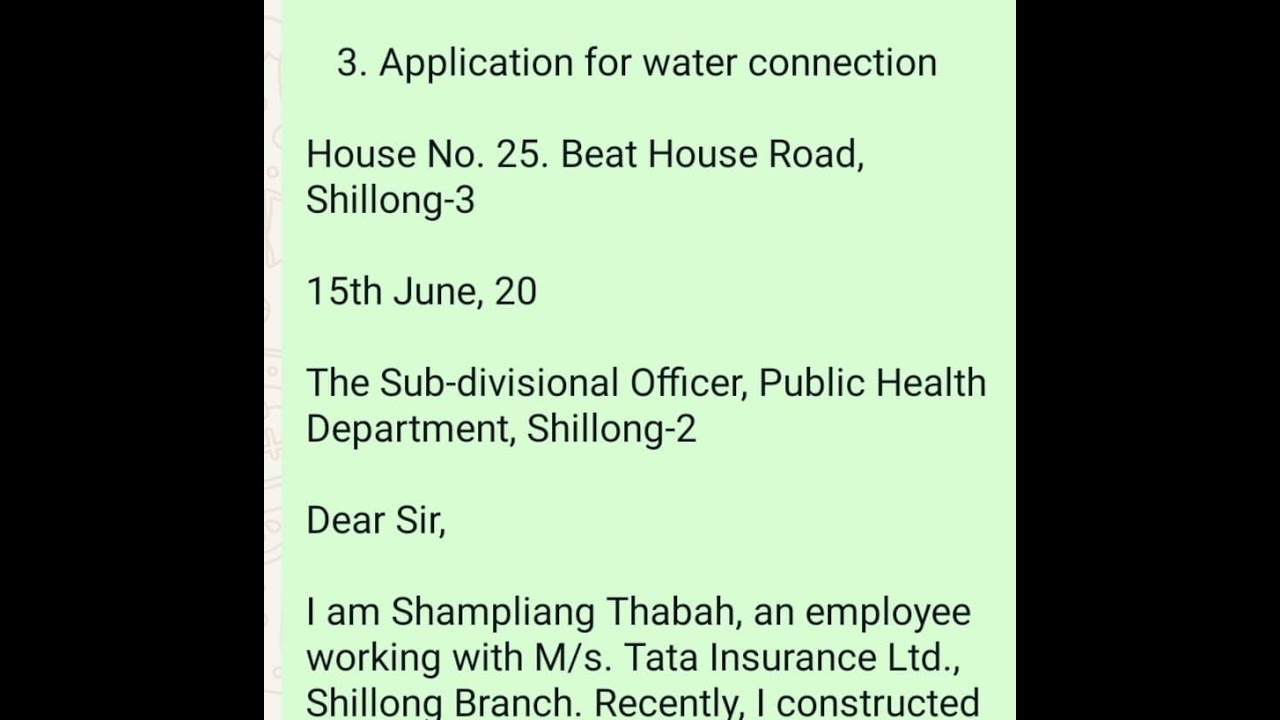 Application for water connection