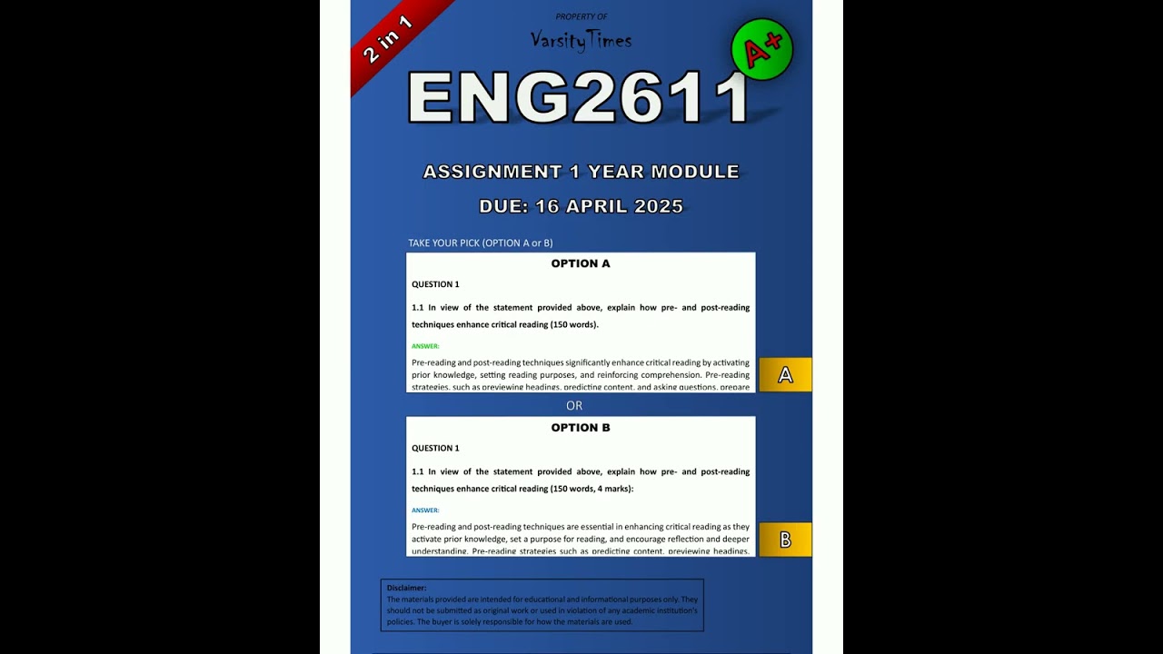 ENG2611 Assignment 1 Answers Year Module 2 in 1 DUE 16 April 2025