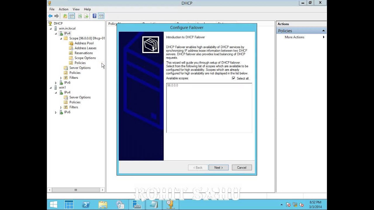 How to Configure DHCP Failover on server 2012R2
