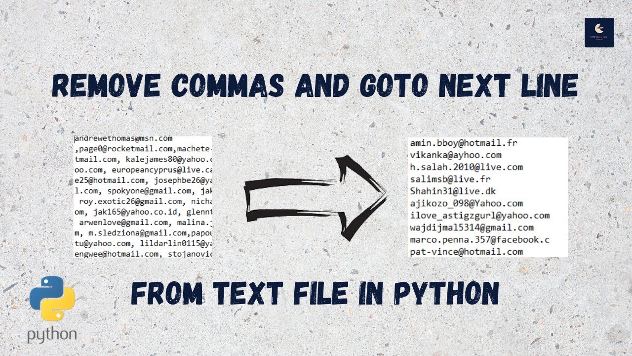 How to remove commas, other characters from text file and Goto Next line in Python | remove strings