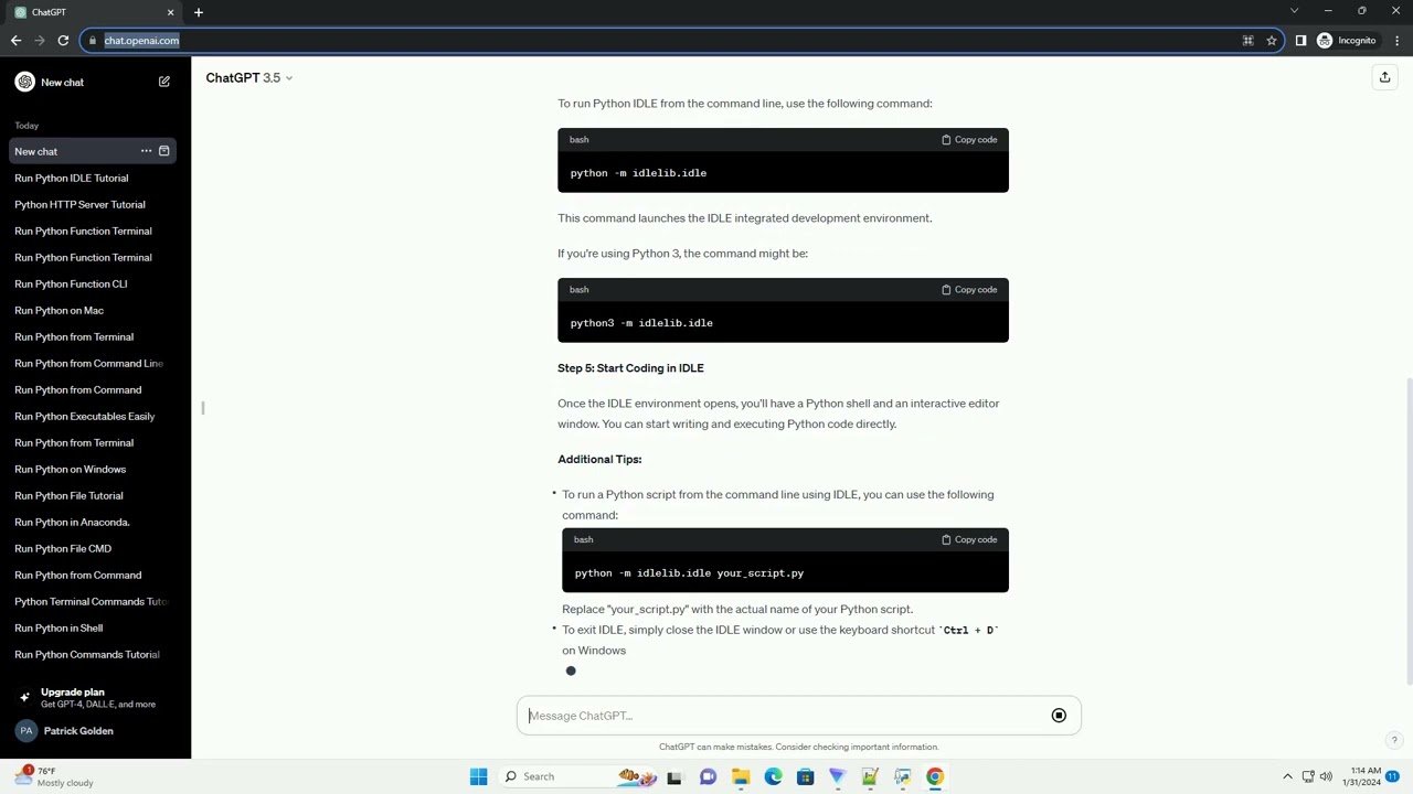 how to run python idle from command line