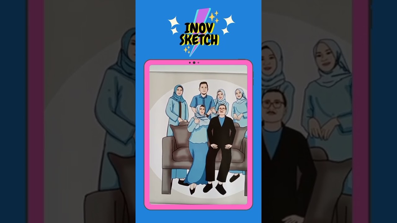 Menggambar ilustrasi Keluarga dari Foto HP.