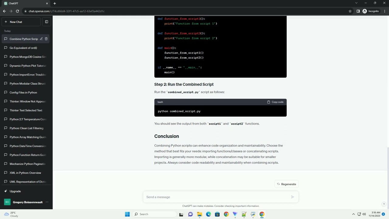How to combine two python scripts