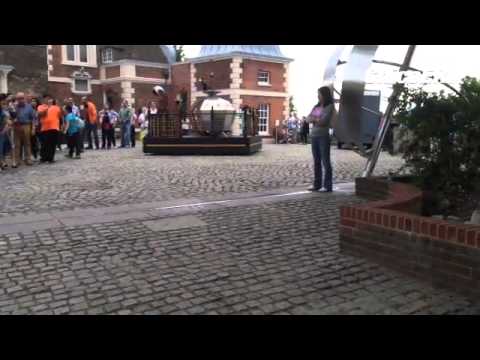 Where east meets west at the "prime meridian" in Greenwich, England.
