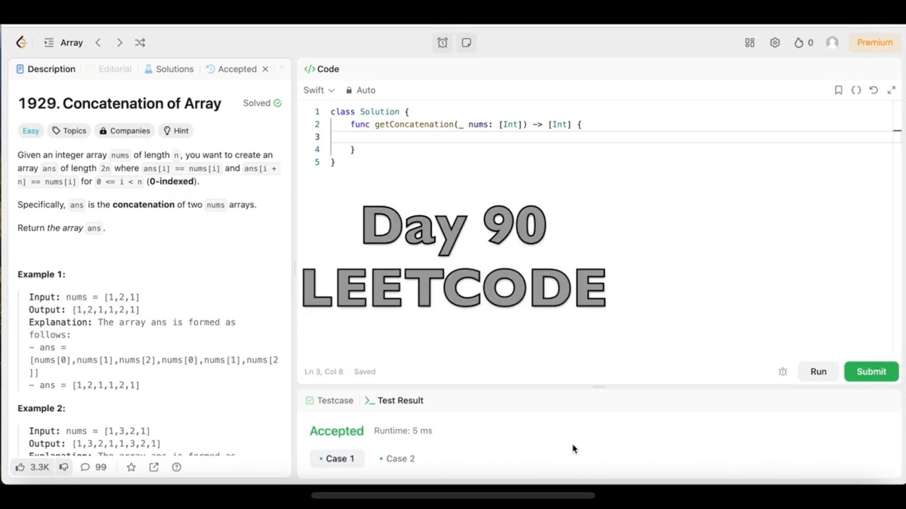 Day 90 LeetCode Problem 1929  Concatenation of Array   Swift