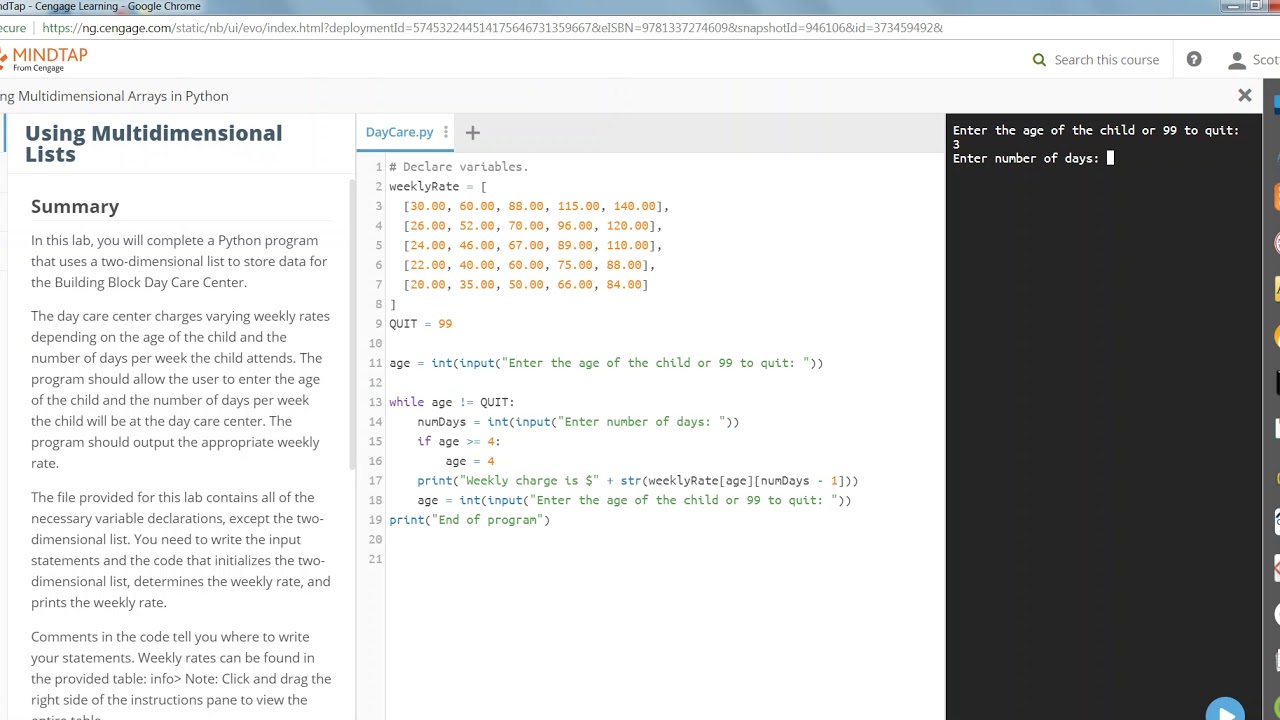 COP1000 Using Multidimensional Lists in Python   (correction)