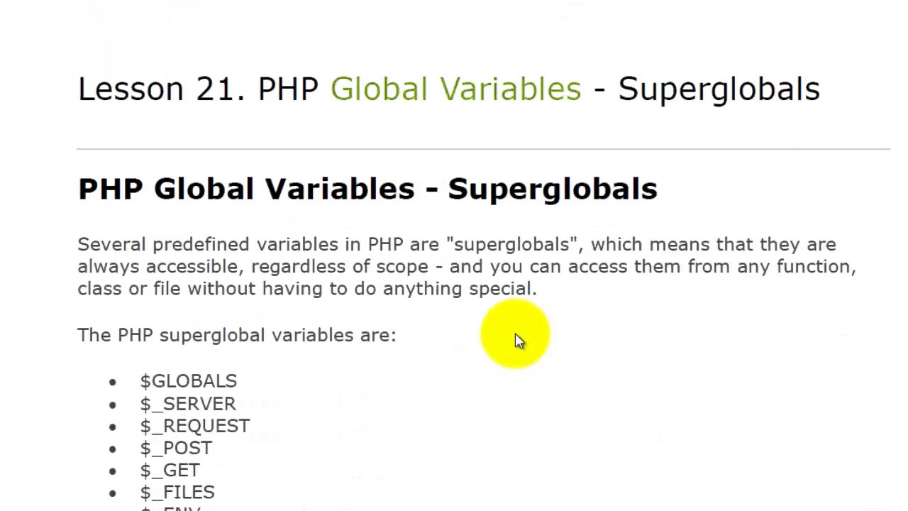 Lesson 21  PHP Global Variables superglobals