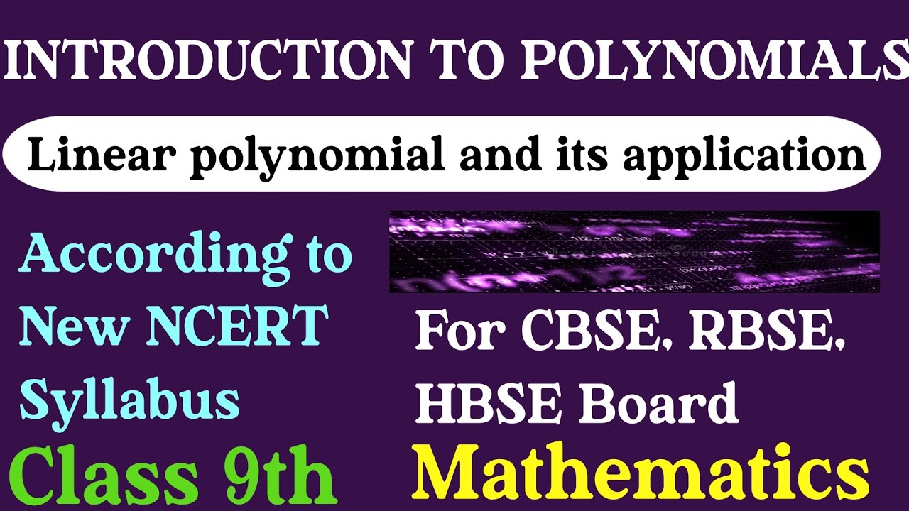 Introduction to Polynomials || Chapter 2 || Linear polynomials and its application 