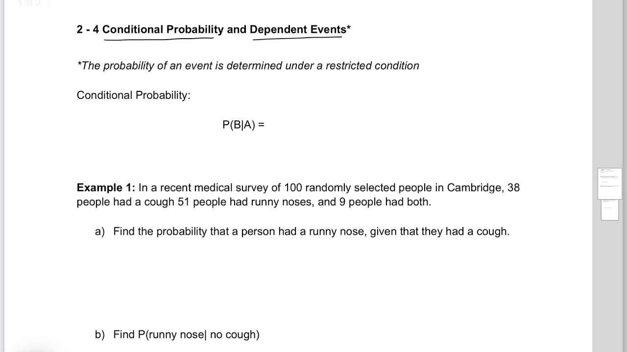 2 - 4 Conditional Probability and Dependent Events MDM4U