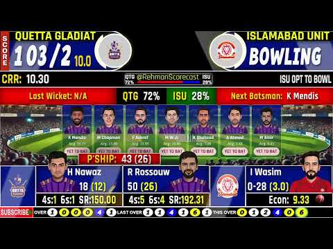 PTV SPORTS LIVE | QUETTA GLADIATORS vs ISLAMABAD UNITED - MATCH 26 | HBL PSL 2025