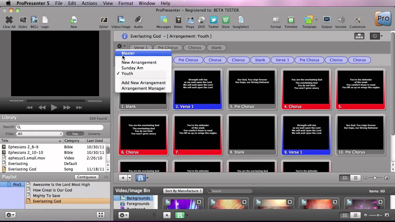 ProPresenter 5 Groups and Arrangements