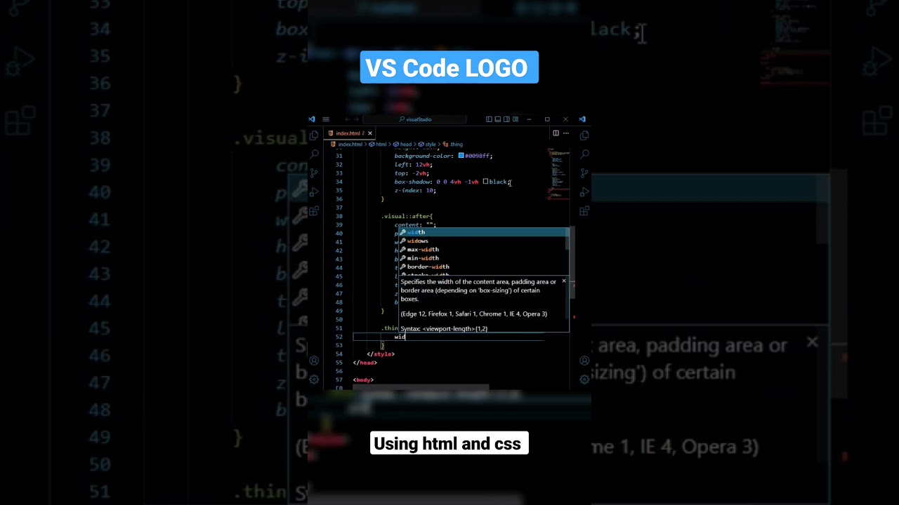 VS CODE logo using html and css #shorts #html #css #coding #short #programming #tutorial #developer