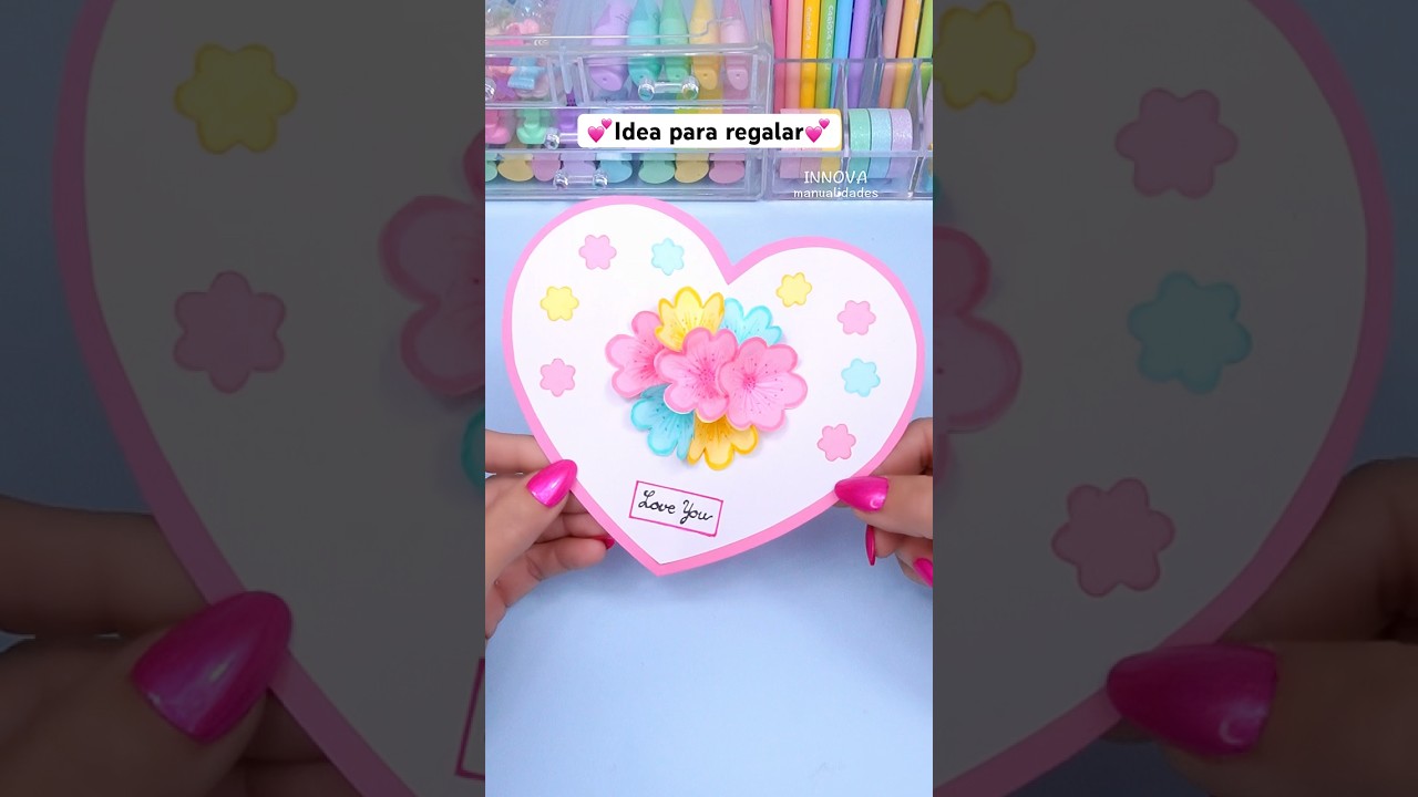 Manualidades para regalar 💖 Tarjeta pop up de flores #diy #manualidades #ideas #regalo