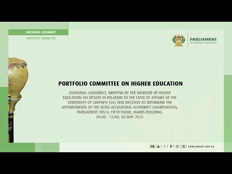 Portfolio Committee on Higher Education, 30 May 2025