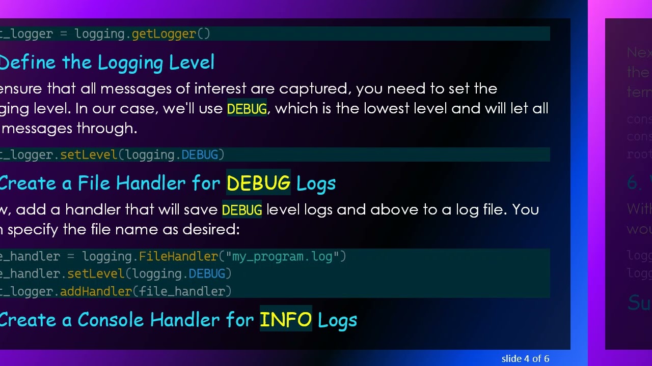 How to Write Python INFO Logs to Output and DEBUG Logs to a File