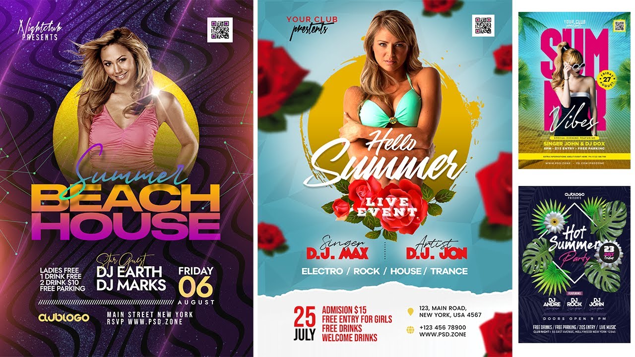 17+ Summer Vibes Party Flyer Photoshop Tutorial Part 1