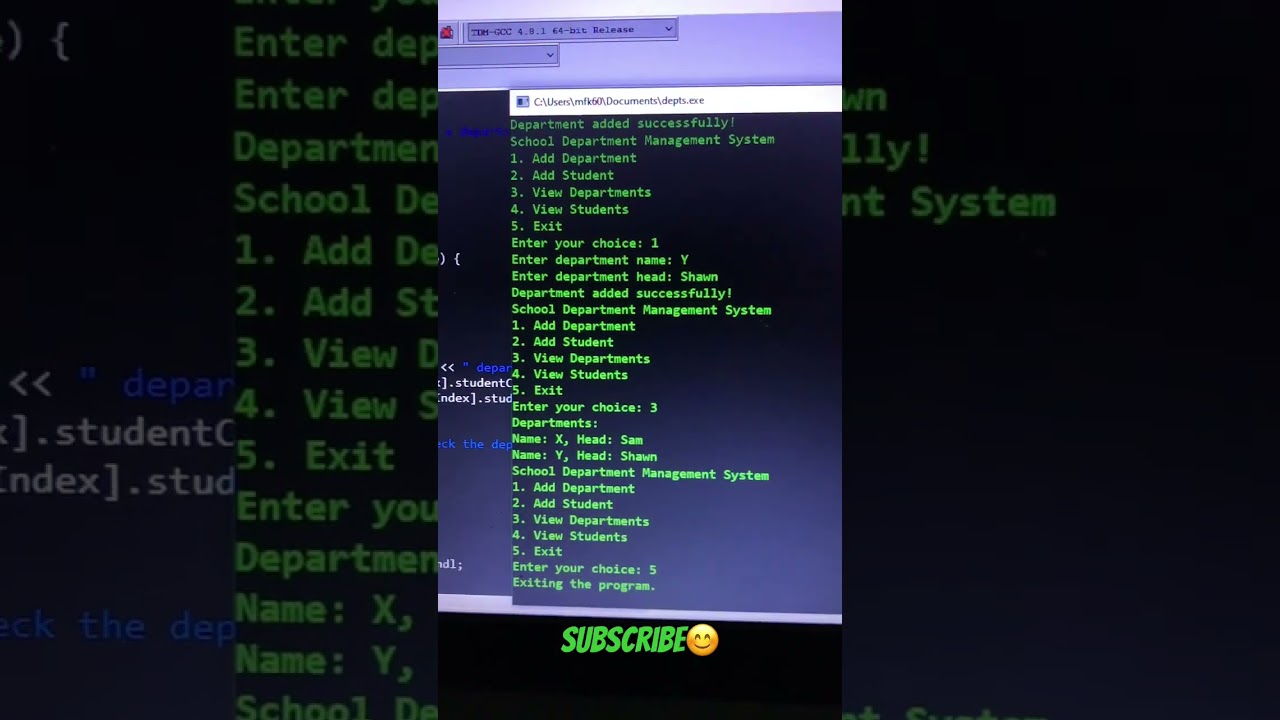 departments access IDE dev c++ #cppprogramming