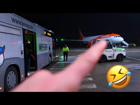 (HILARIOUS) MOST UNNECESSARY Bus Ride to the Aircraft at Berlin Tegel Airport