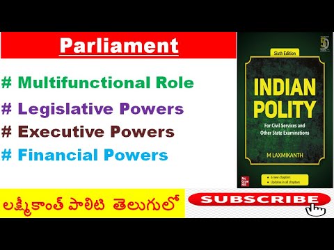 L-110 Indian Polity by Laxmikant Telugu| Parliament Part 21 MultiFunctional role of Parliament APPSC