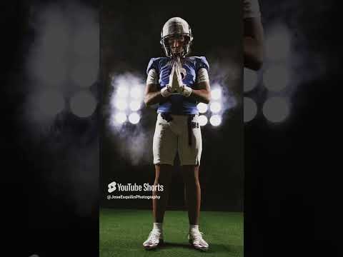 #BTS of a recent a senior portrait using dramatic lighting and smoke. #seniorportraits #football